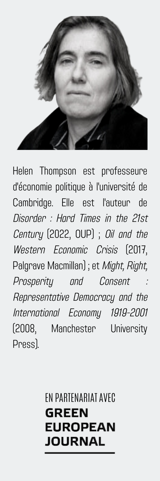 Helen Thompson "La crise énergétique confronte l’Europe à ses divisions ...